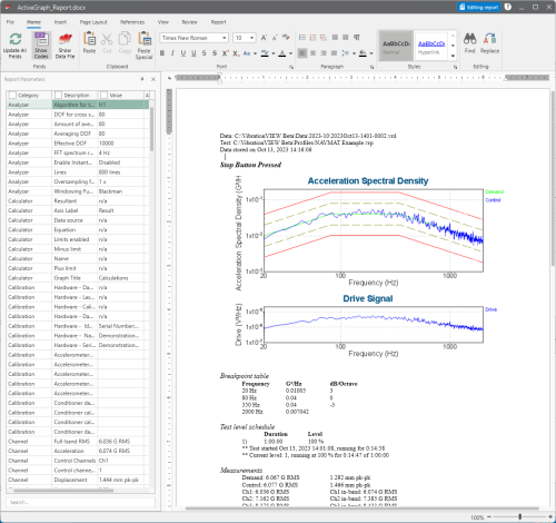 Vibration Test Reports - VibrationVIEW Software - Vibration Research